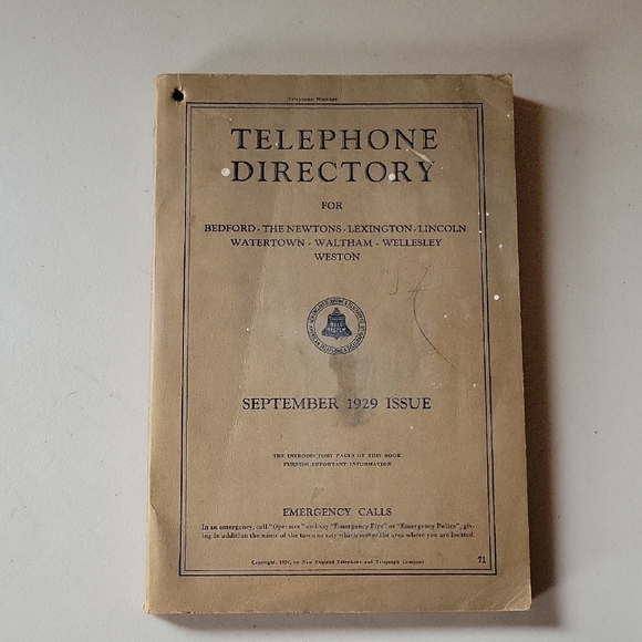 Vintage | Accents | Vintage Antique Telephone Directory Book 929 Issue ...